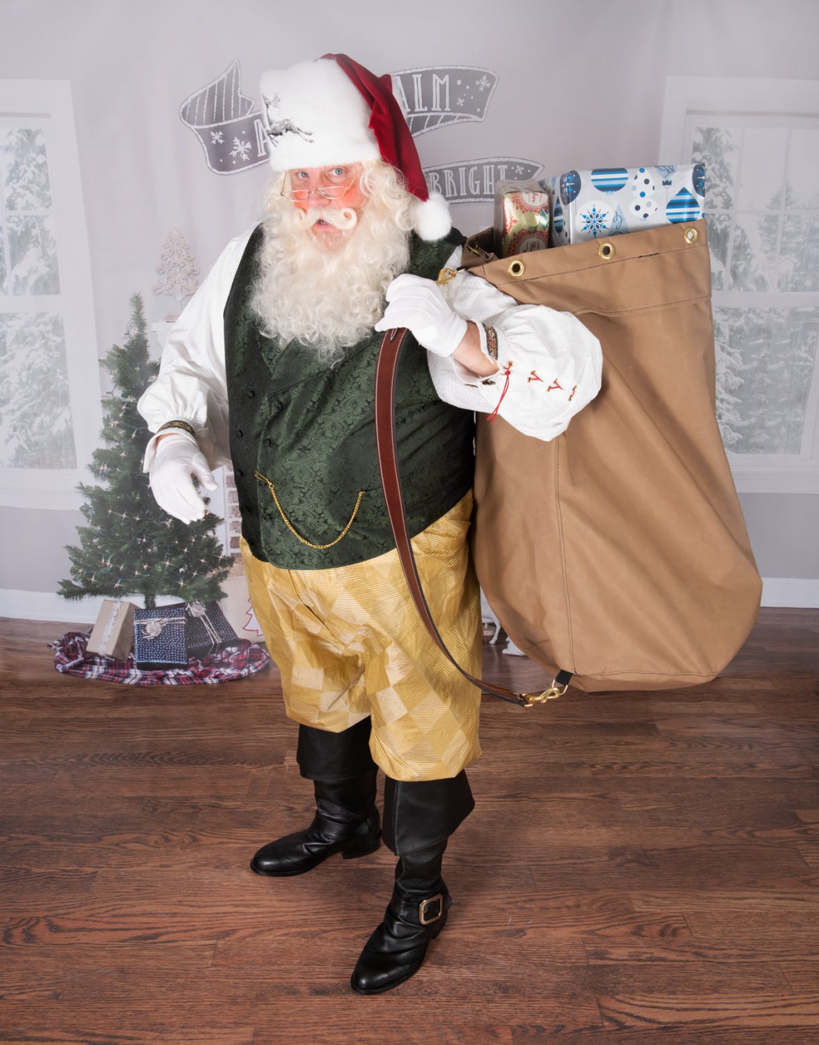 Canvas Toy Bag- Tan with dark brown leather strap - Pro Santa Shop