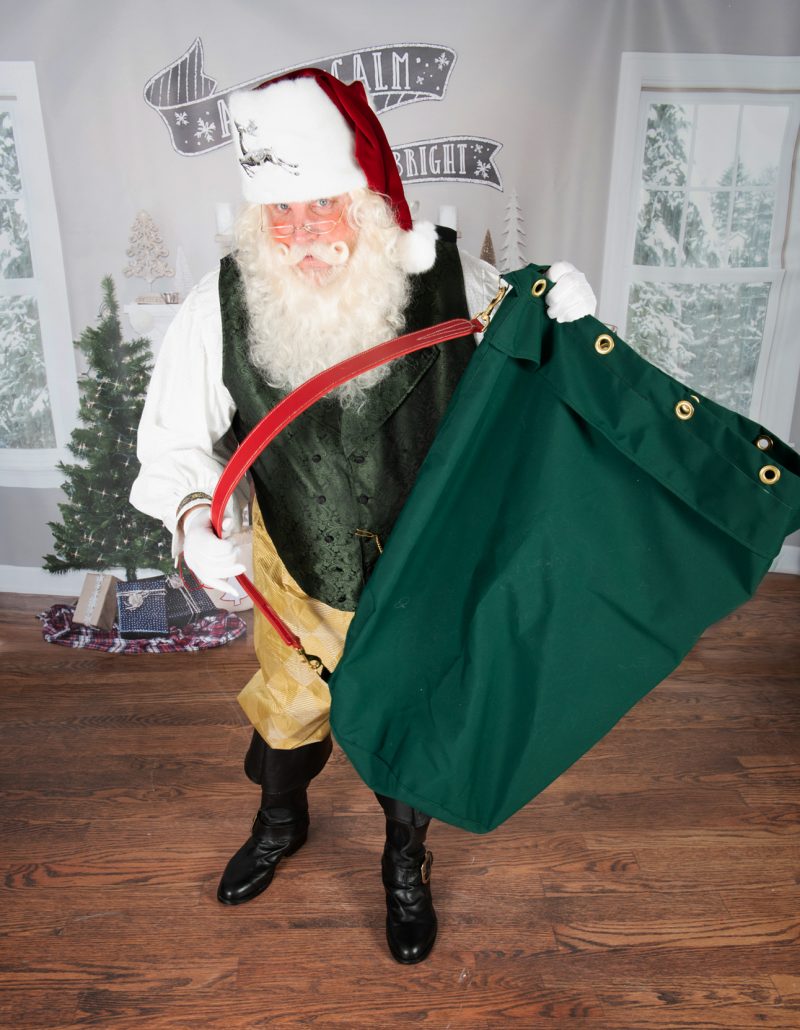 Canvas Toy Bag- Dark Green with Gold braid - Pro Santa Shop