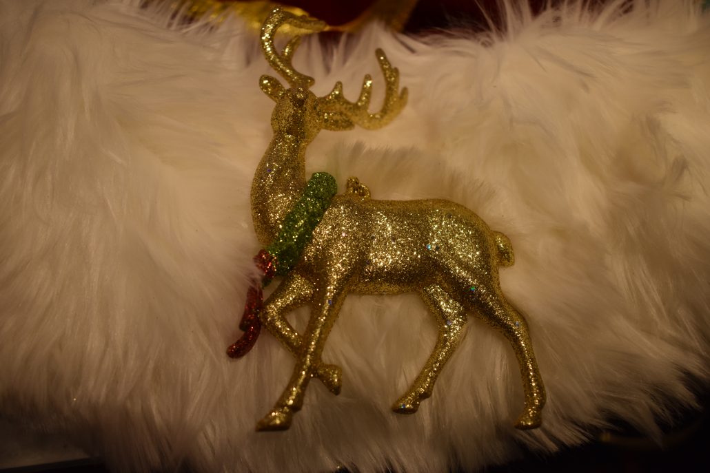 Gold Standing Reindeer with Wreath - Pro Santa Shop