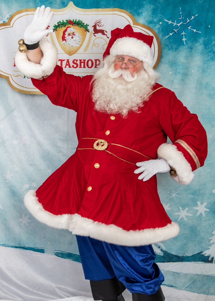 Vintage Santa Coat in Red with rolled white fur, and blue pants - Pro ...