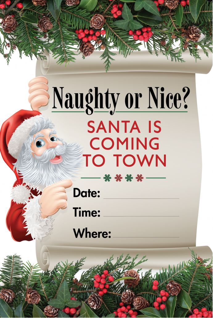 Event Poster - Santa Peaking around corner - Pro Santa Shop